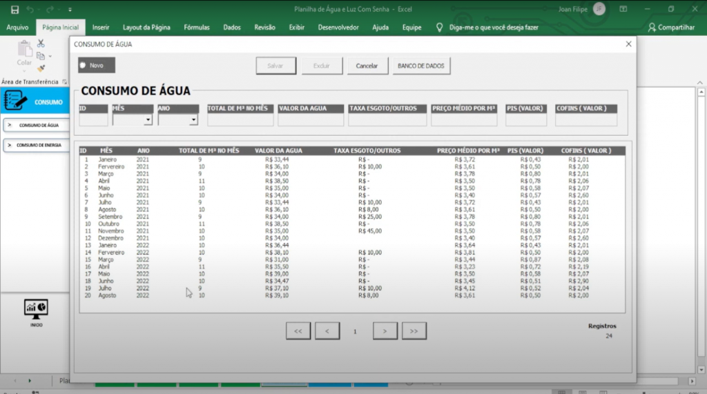 Planilha Controle de Consumo de Água e Energia em Excel VBA - Excel ... Planilha Controle de Consumo de Água e Energia em Excel VBA - Excel ...